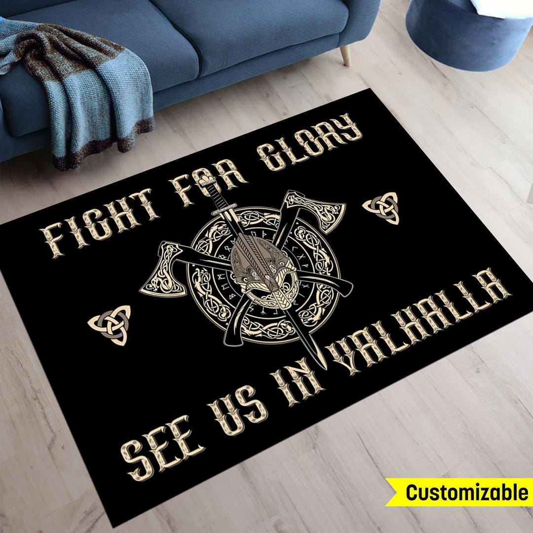 Viking Mjolnir Rug, Norse Thors Hammer Mat With Celtic Carpet, Strength ...