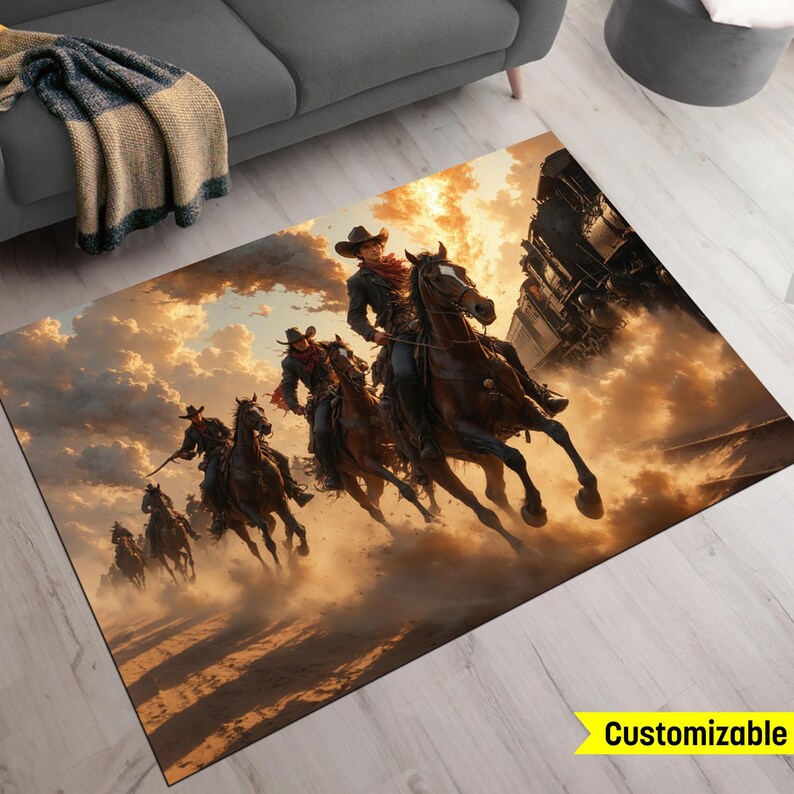 Bar Rug, Horses Rug, Western Rug, Cowboy Rug, Train Rug,cowboy Hat Rug ...