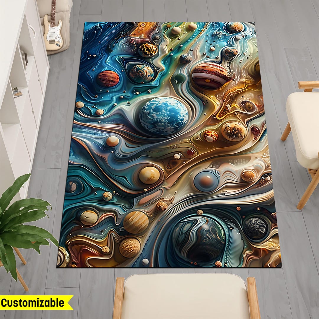 Galaxy & Astronomy Carpet, Solar System Rug, Space Themed Area Rug ...