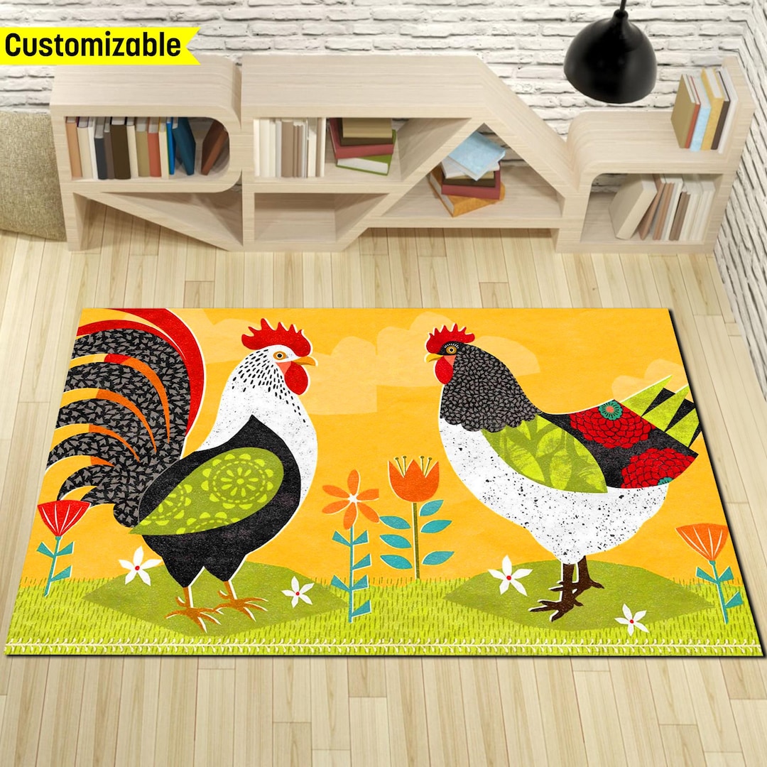 Rooster Rug, Rooster Carpet, Custom Rooster Rug,scandinavian Rug ...