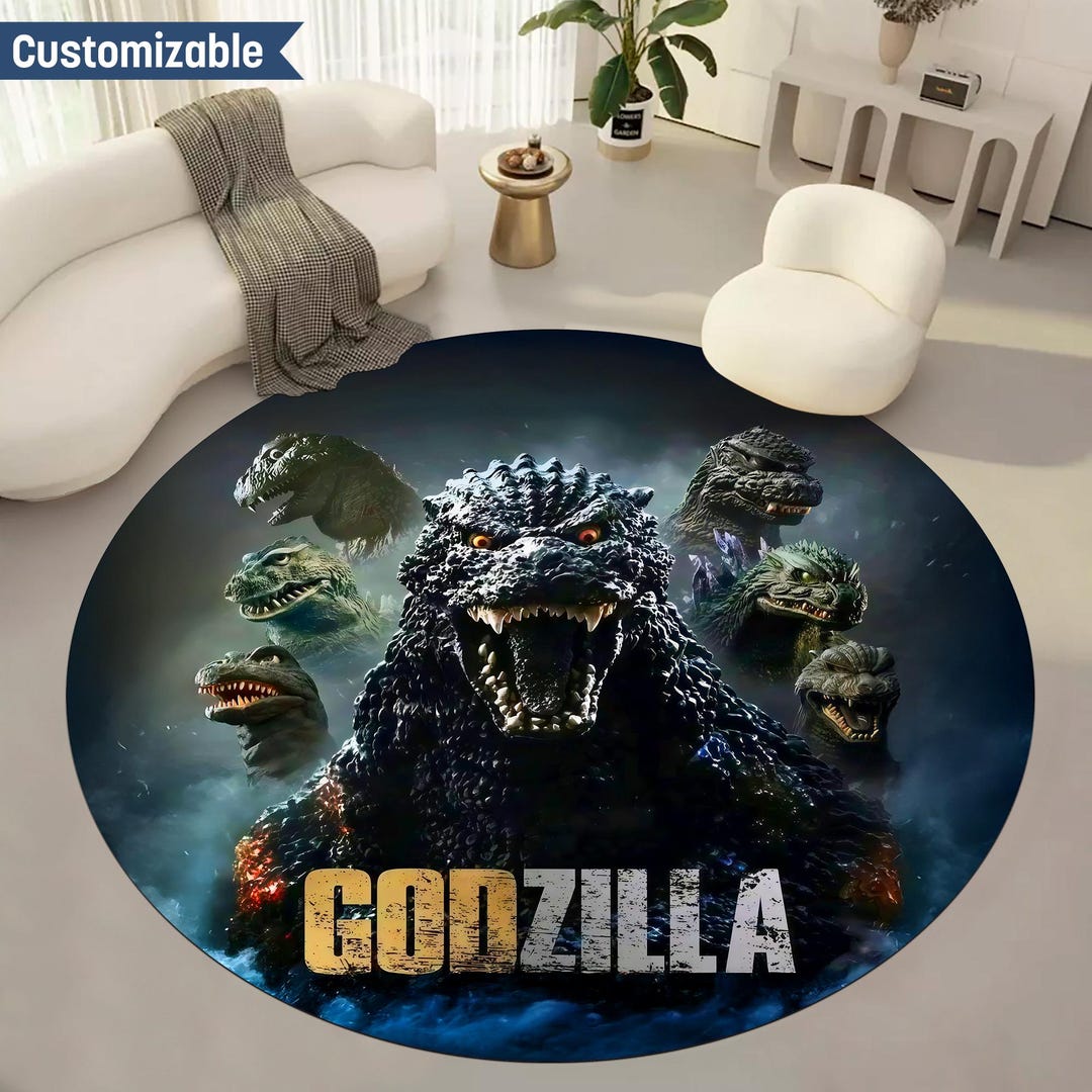 Godzilla, Godzilla Round Rug, Kaiju Monster Floor Mat, Anime Room Decor ...