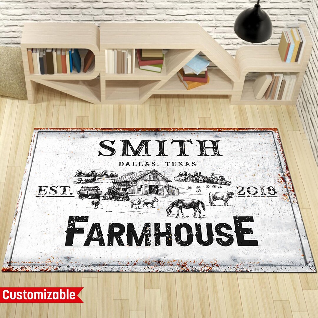 Personalized Farmhouse Rug,vintage Farmhouse Rug,farmhouse Sign, Sign ...