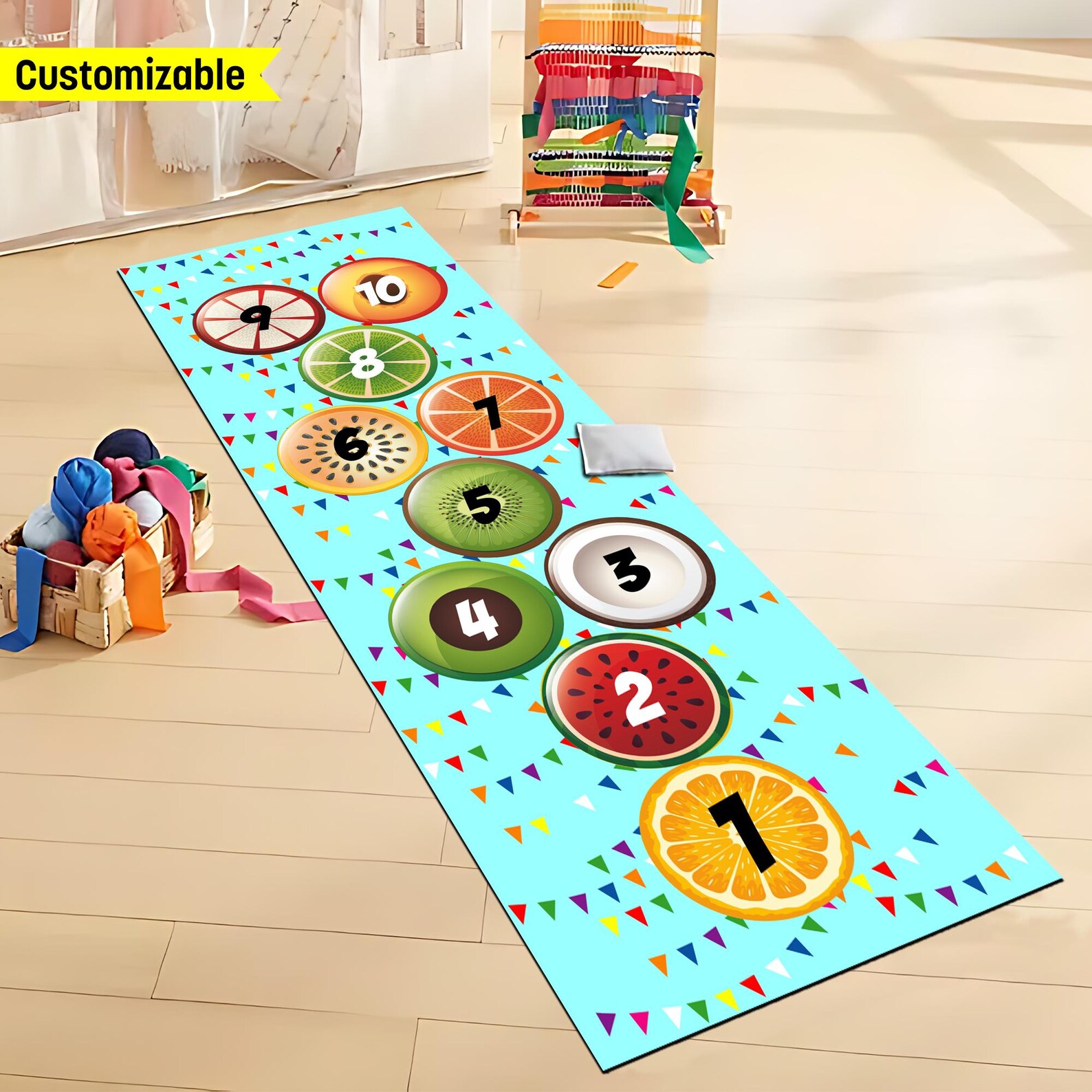 Number Teaching Runner, Educational Decor, Playroom Rugs, Personalized ...