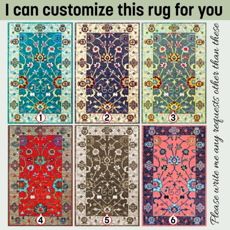 Custom Size Turkish-style Decor, Teal Oushak-inspired Rug – Turquoise ...