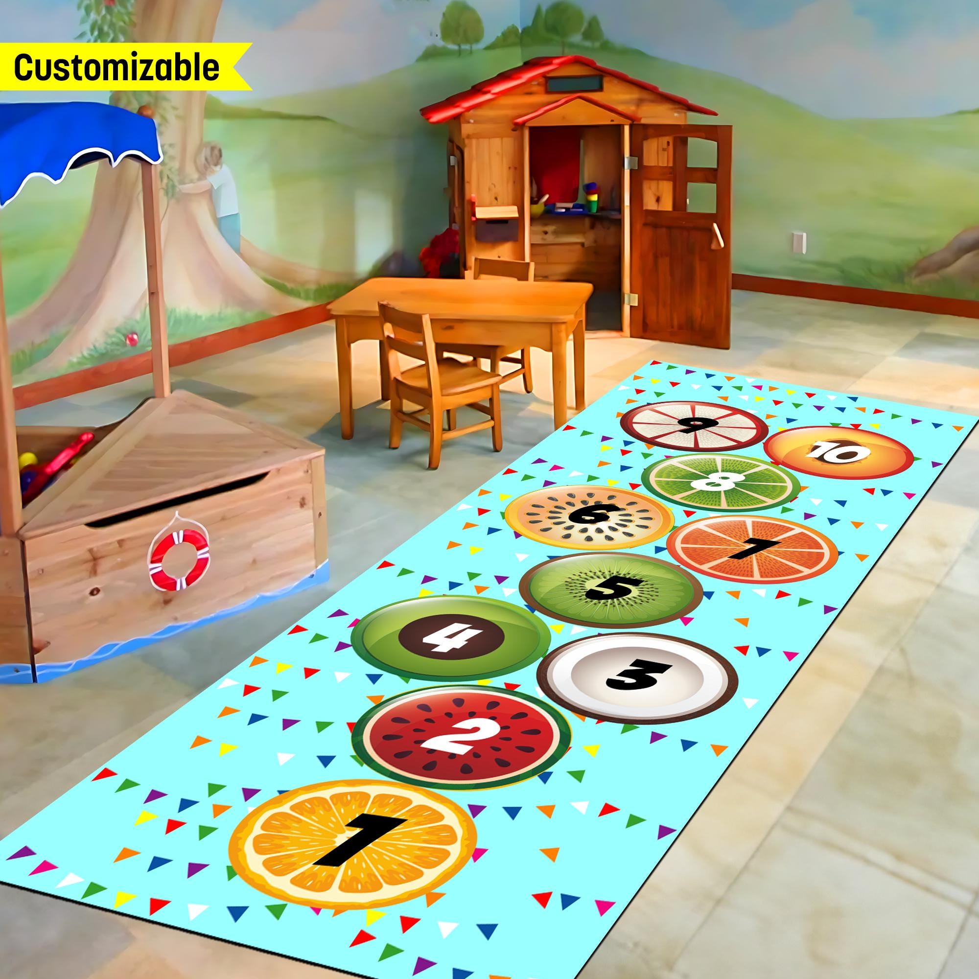 Number Teaching Runner, Educational Decor, Playroom Rugs, Personalized ...