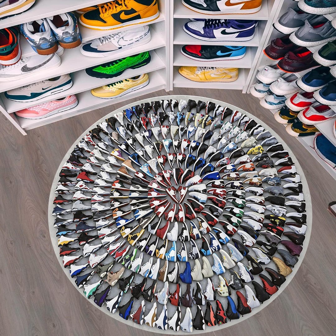 Sneakers Shoes Rug, Sneakers Round Rug, Circle Shoes Rug, Custom Rug ...