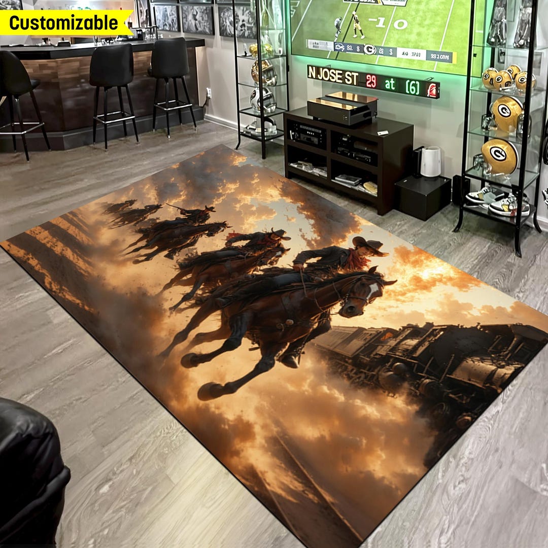 Western Rug,cowboy Rug,train Rug,horses Rug,cowboy Hat Rug,wild Rug ...