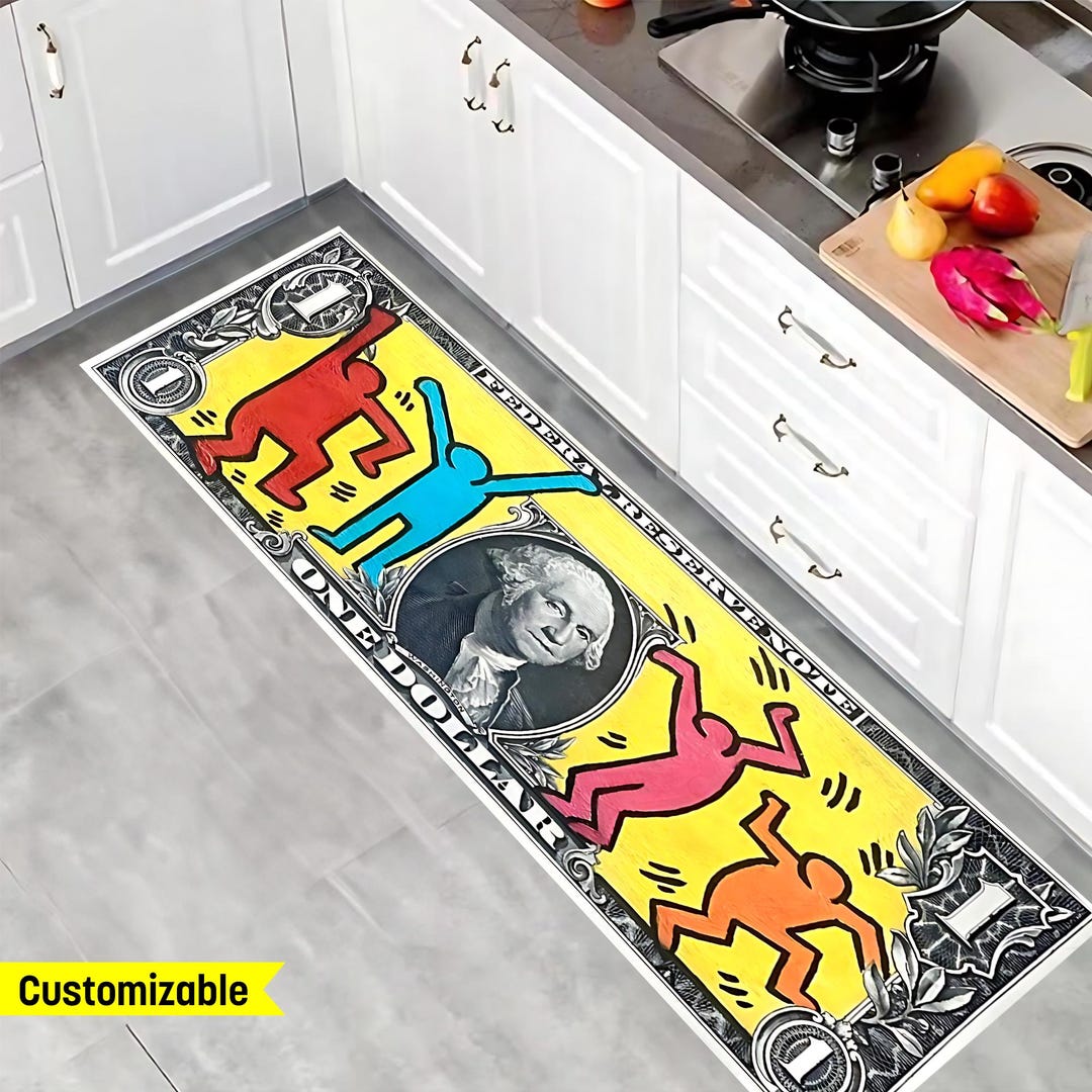 Dollar Runner, Keith Haring Rug, Dollar Carpet, Keith Haring Dancing ...