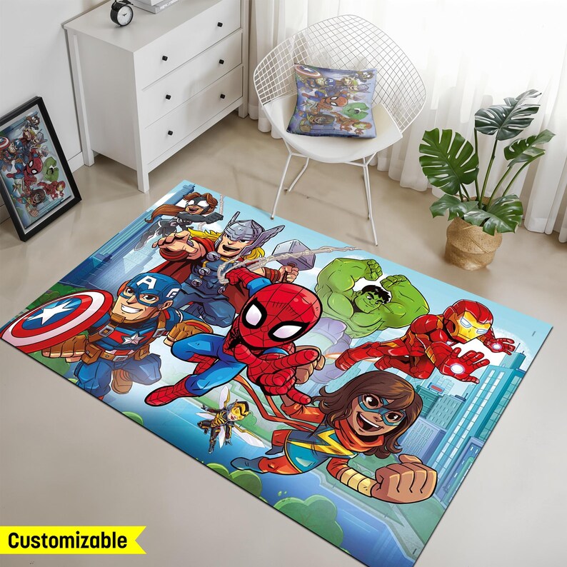 Comic Book Inspired Rug, Fantasy Hero Rug, Superhero Themed Rug, Fan's ...