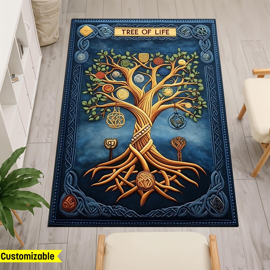 Tree of Life Rug, Celtic Life Tree Rug, Rustic Rug, Oriental Rug, Norse ...