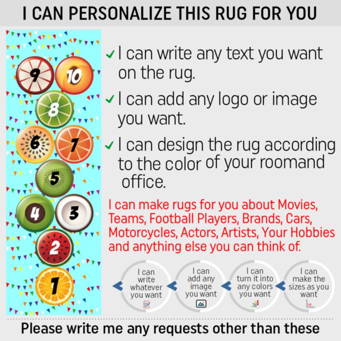 Number Teaching Runner, Educational Decor, Playroom Rugs, Personalized ...