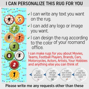 Hopscotch Rug, Fruit Love Runner, Number Teaching Runner, Educational ...