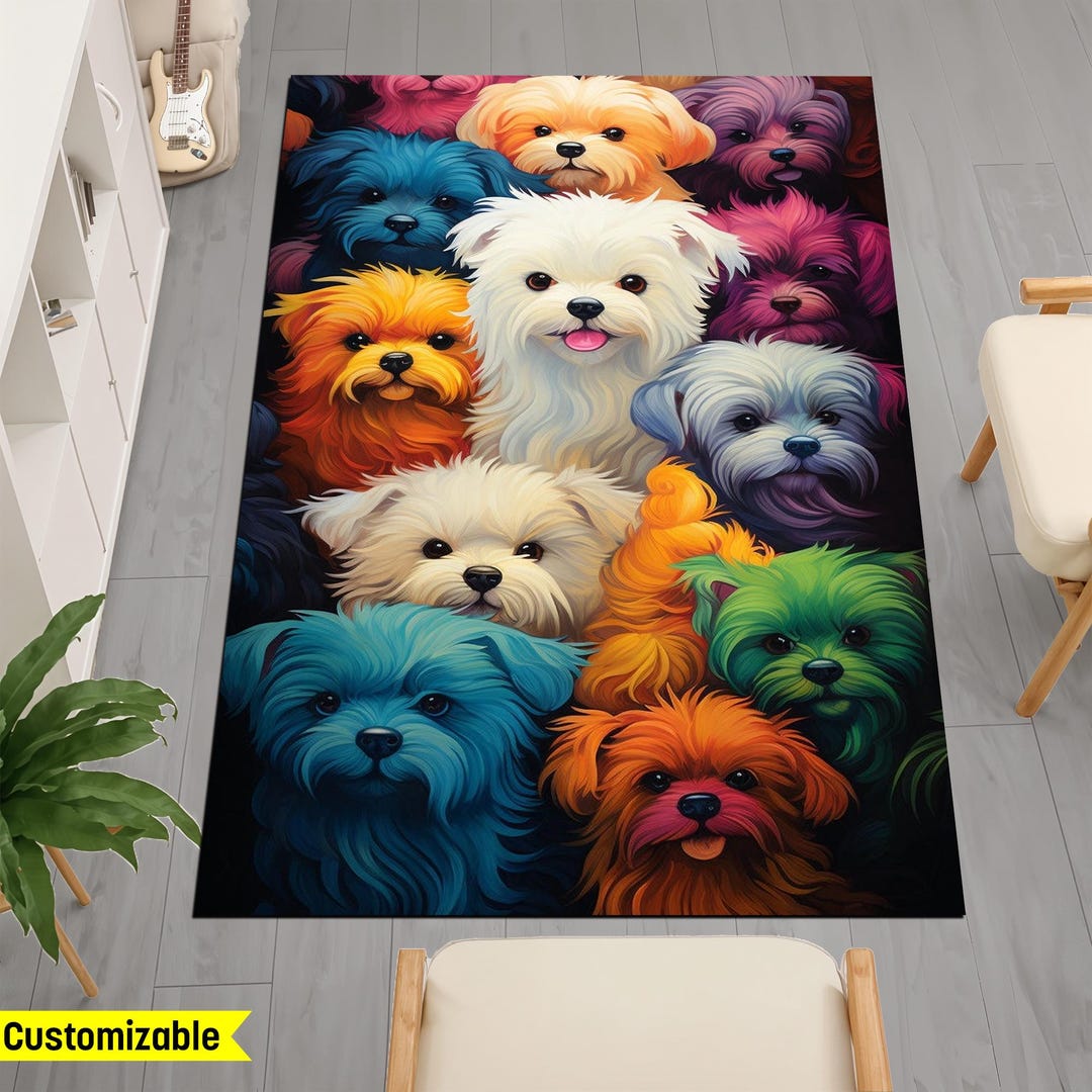 Cute Dog Rug, Dog Rug,dog Pattern Rug,puppy Rug,dogs Carpet,pet Rug ...