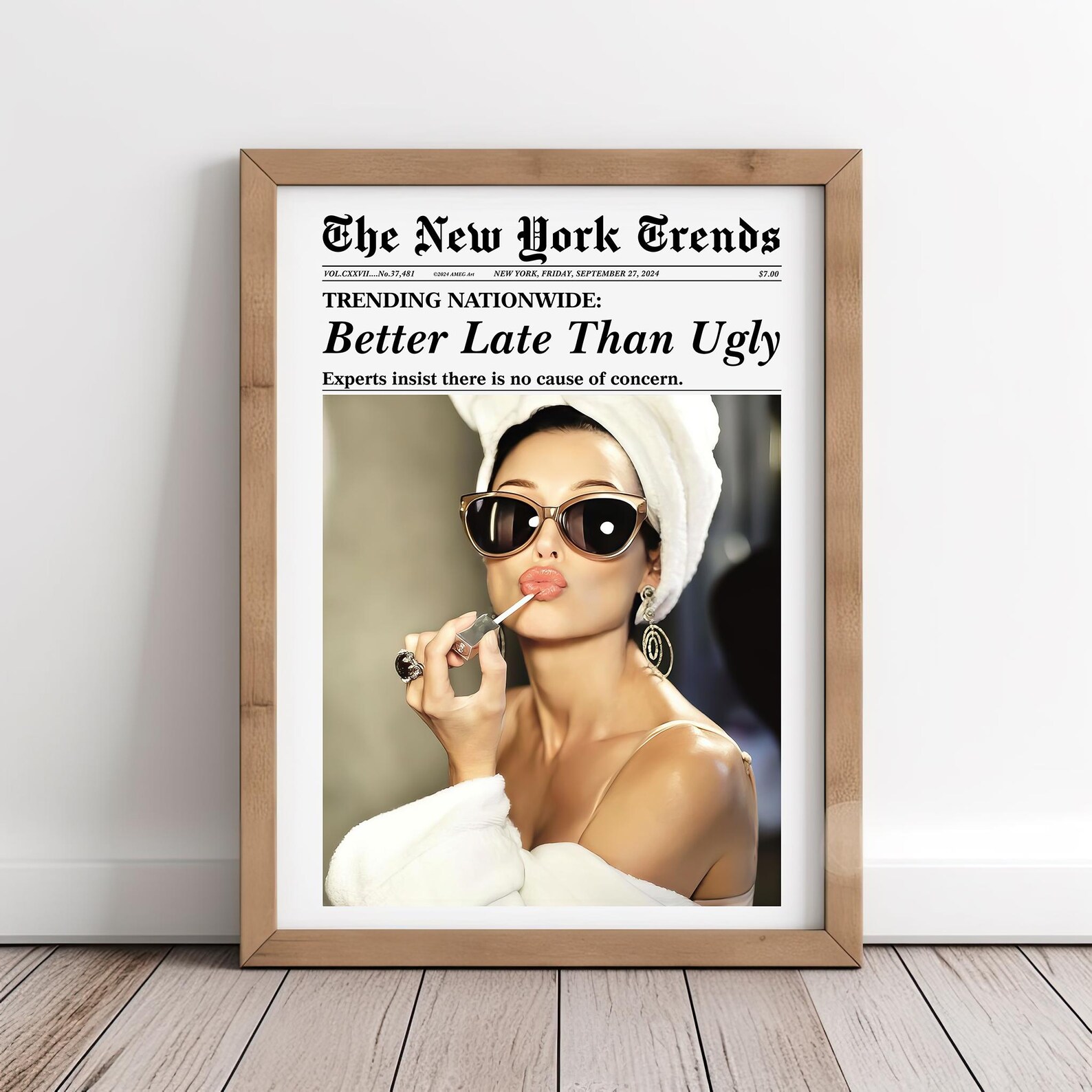 Trendy Newspaper Print, "better Late Than Ugly" (digital Download) - Etsy