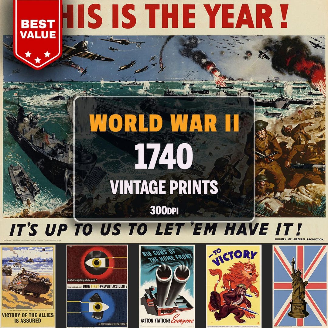 1740 Vintage WW2 Propaganda Posters, WWII Printable Poster Bundle, WW2 ...