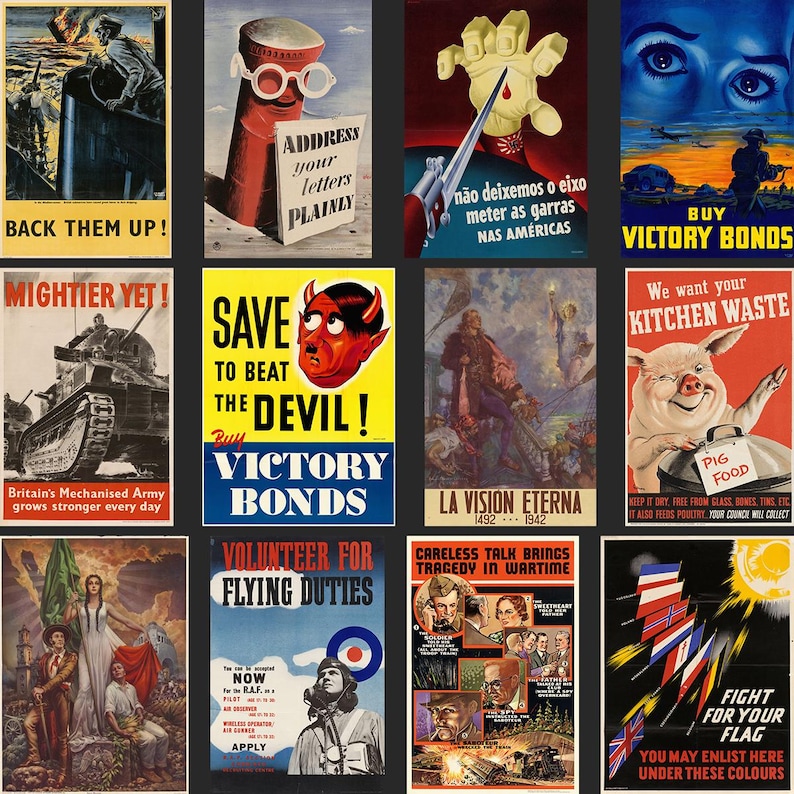 1825 Vintage WW2 Propaganda Poster Prints, Military Wall Art (digital ...