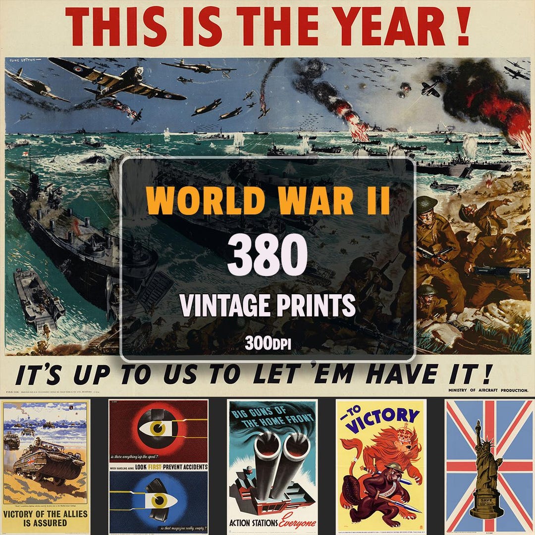 380 Vintage WW2 Propaganda Posters, WWII Printable Poster Bundle, WW2 ...