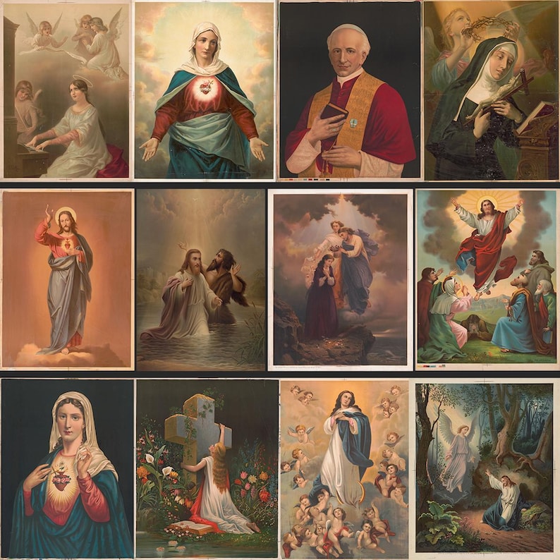 255 Vintage Bible Illustrations, Bible Gallery Wall Art, Religious Wall ...