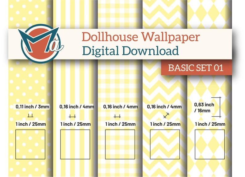 Printable Wallpaper for Dollhouse - Basic Patterns 01 - Etsy