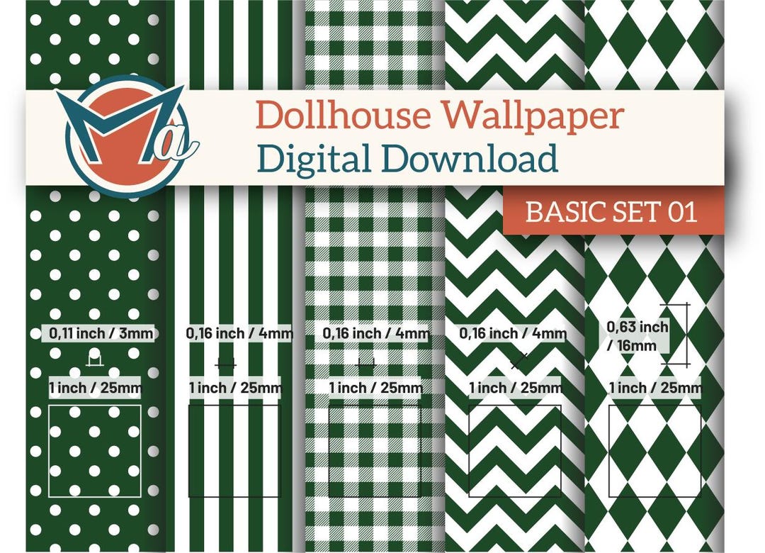 Printable Wallpaper for Dollhouse - Basic Patterns 01 - Etsy