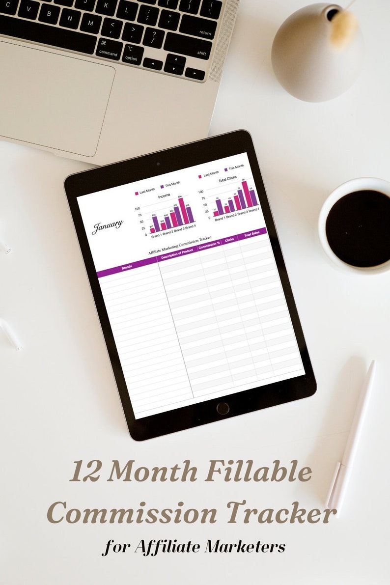12 Month Commission Tracker for Affiliate Marketers - Etsy