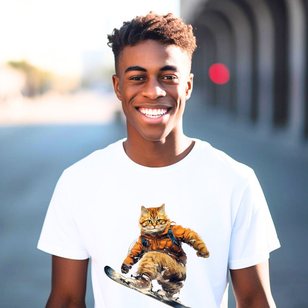 Cat Snowboarding Popular Right Now Graphic Sweatshirt Retro - Etsy