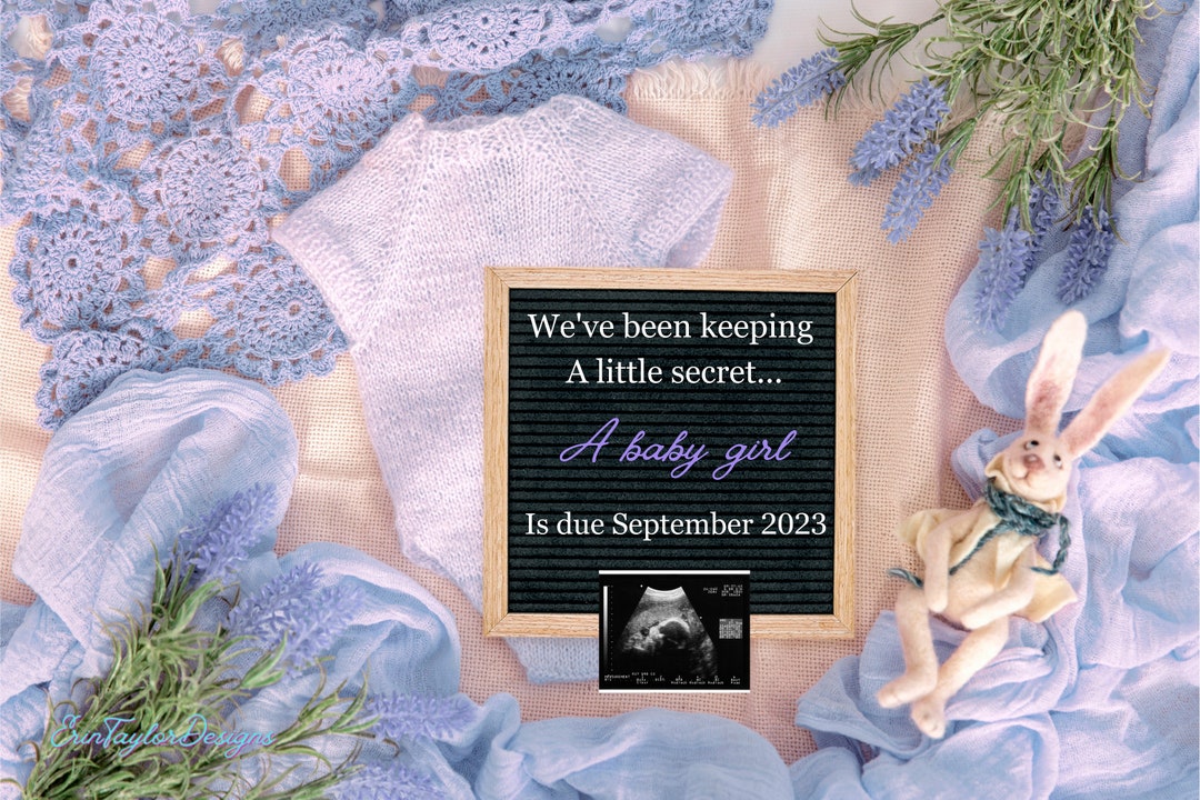 Custom Digital Spring Baby Girl Pregnancy Announcement , Personalized ...