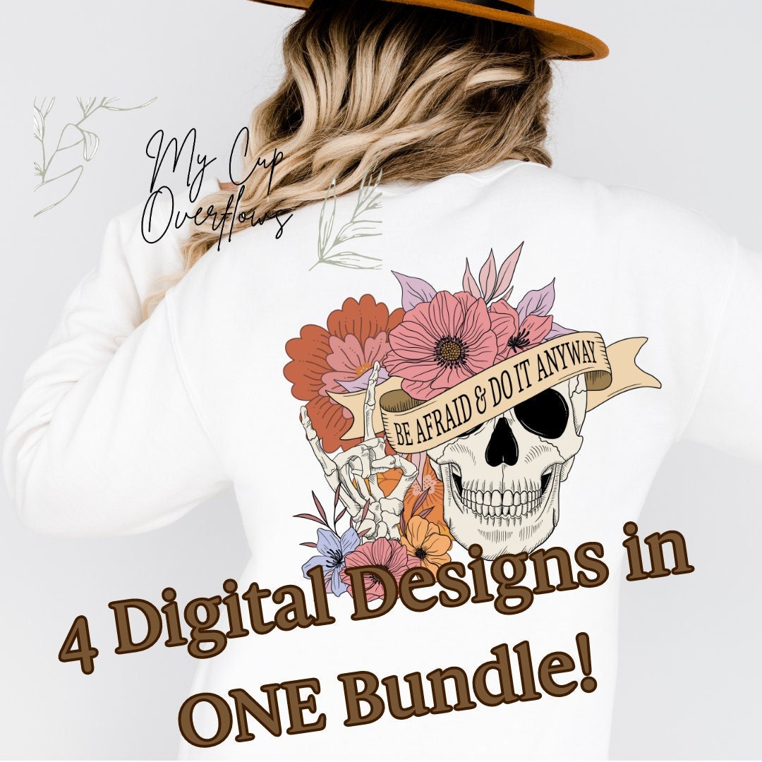 Skull Sublimation Design Bundle - 4 Digital Images in PNG and PDF ...