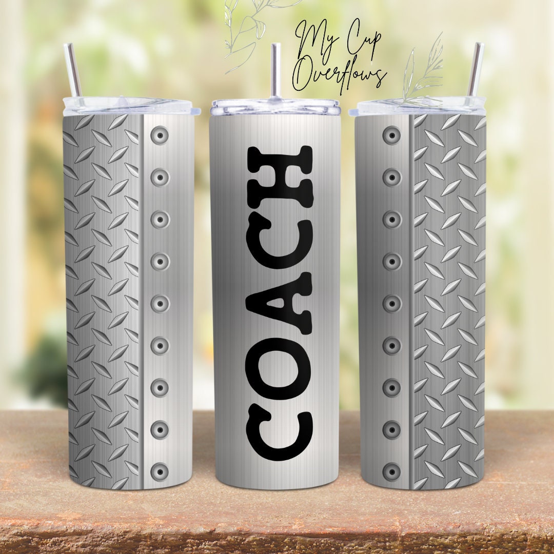 Coach With Steel Look Sublimation Tumbler Wrap PNG Skinny Tumbler Wrap ...