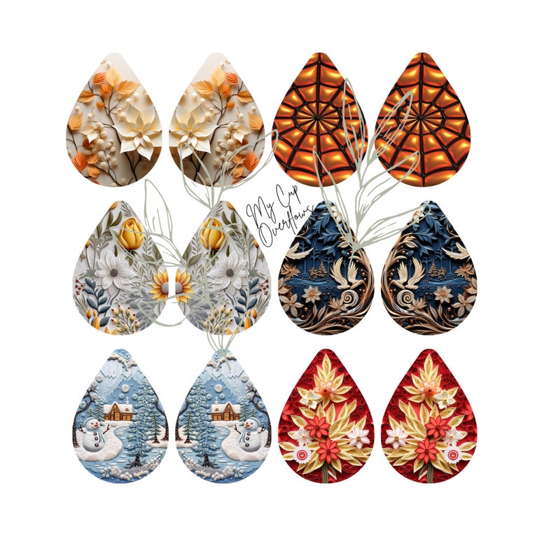 3D Teardrop Earrings Sublimation Designs Bundle (digital Download) - Etsy