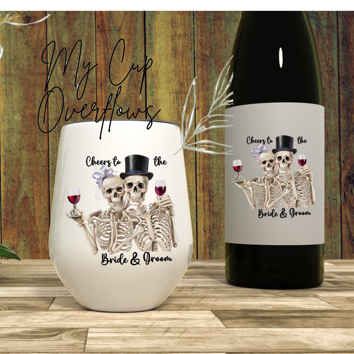 Cheers to the Bride and Groom Sublimation Wedding Goth Skull Skeleton ...