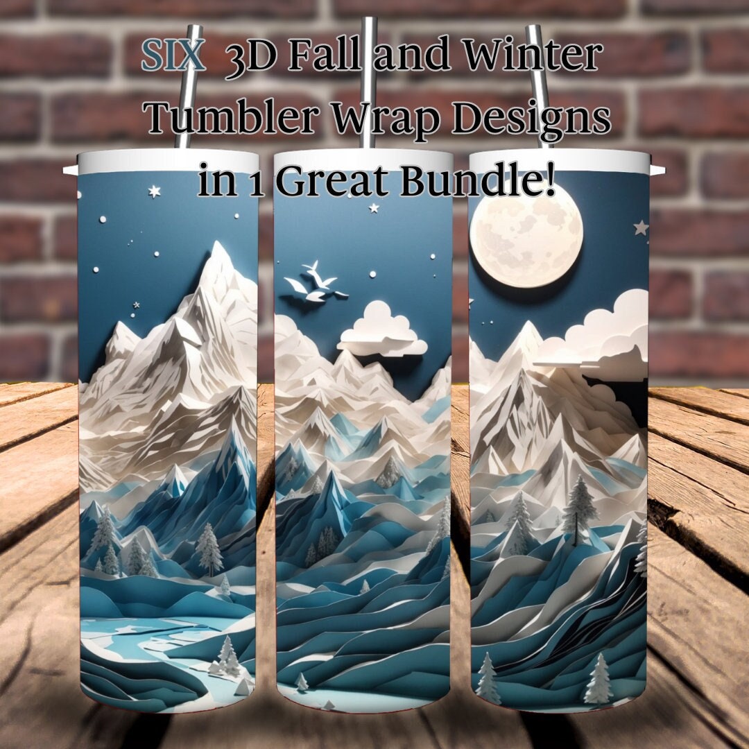 3D Sublimation Tumbler Wrap Fall Winter Bundle Six Designs in - Etsy