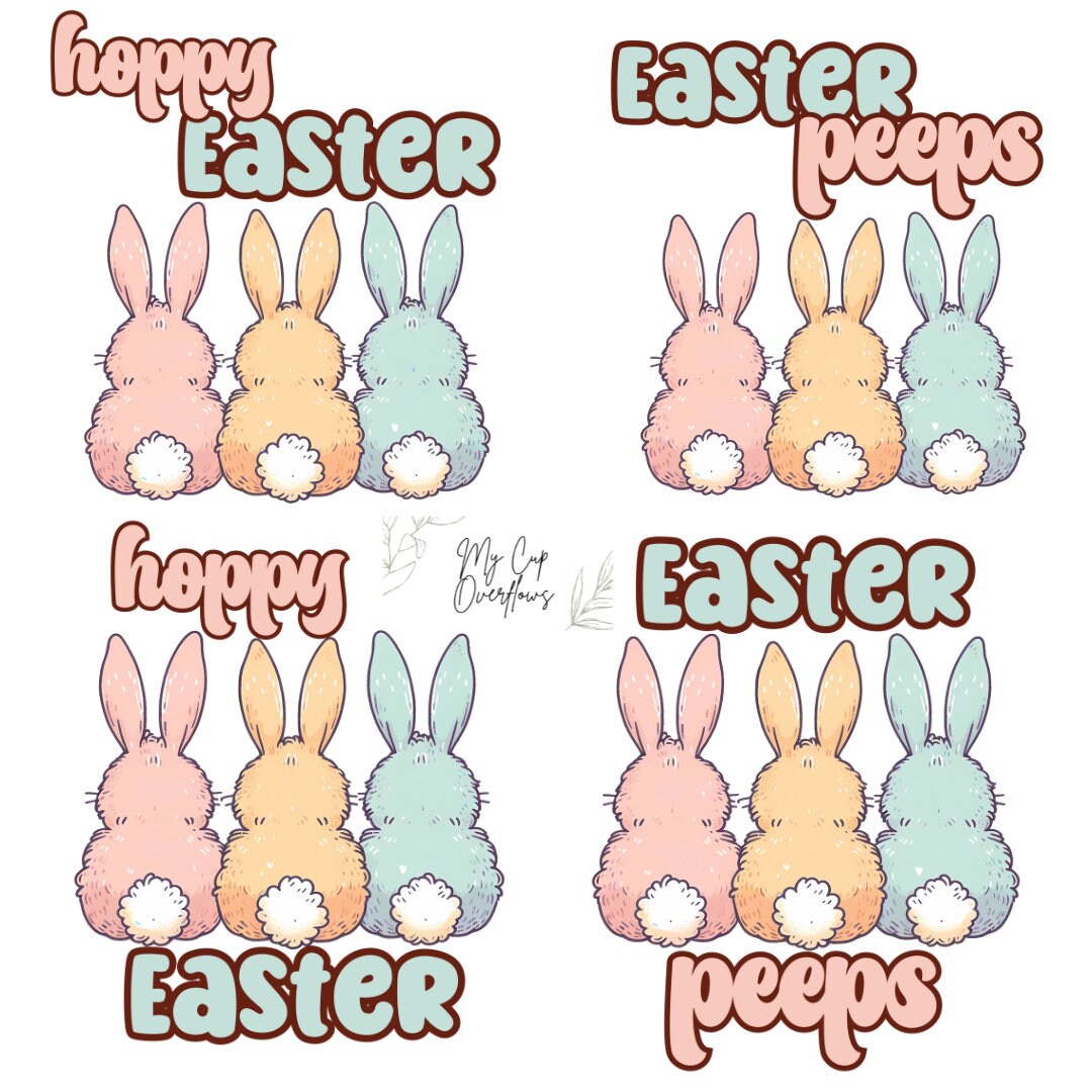 Hoppy Easter, Easter Peeps Cute Easter Clipart PNG Bundle 4. Happy Easter, Peeps Bunny, Cute ...