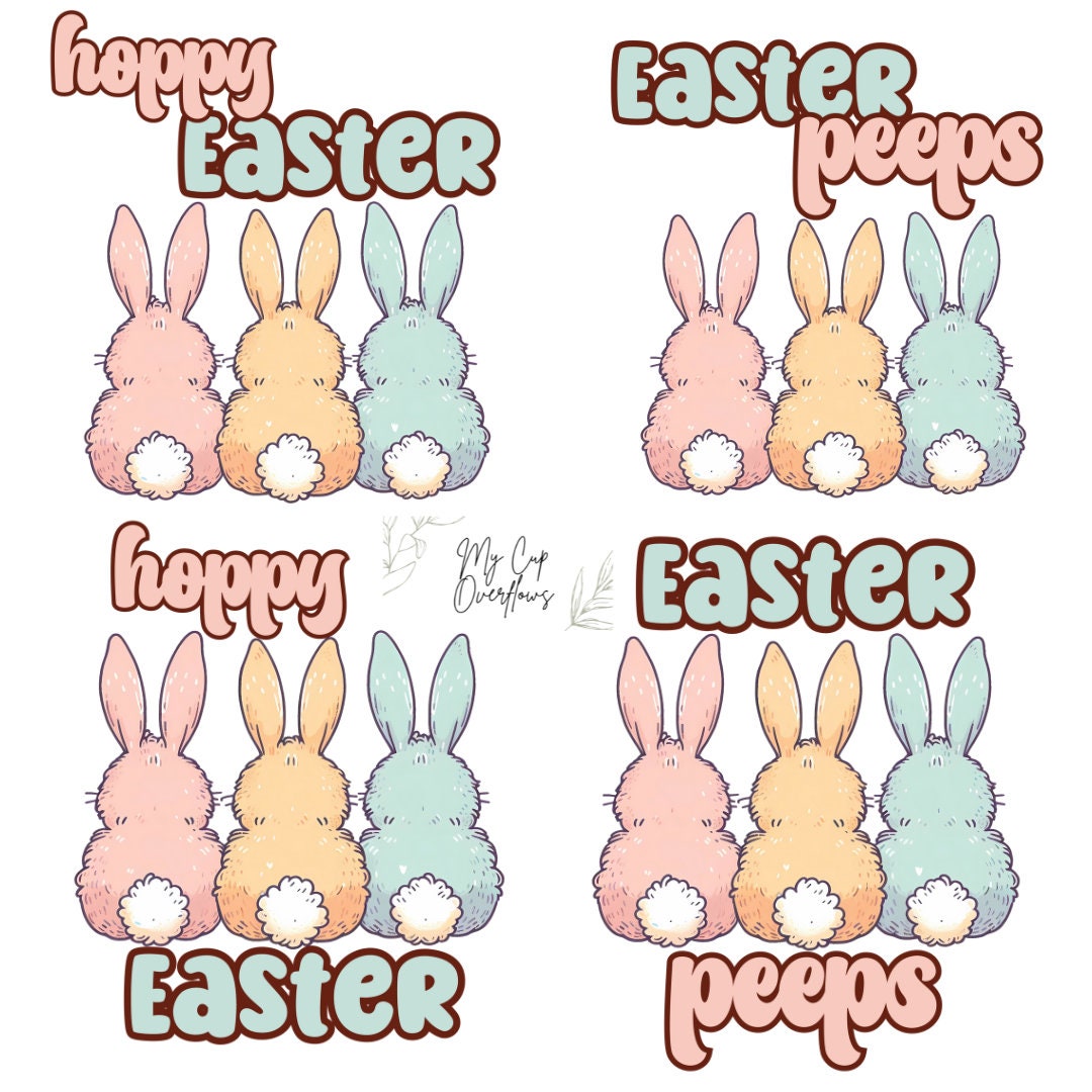 Hoppy Easter, Easter Peeps Cute Easter Clipart PNG Bundle 4. Happy ...