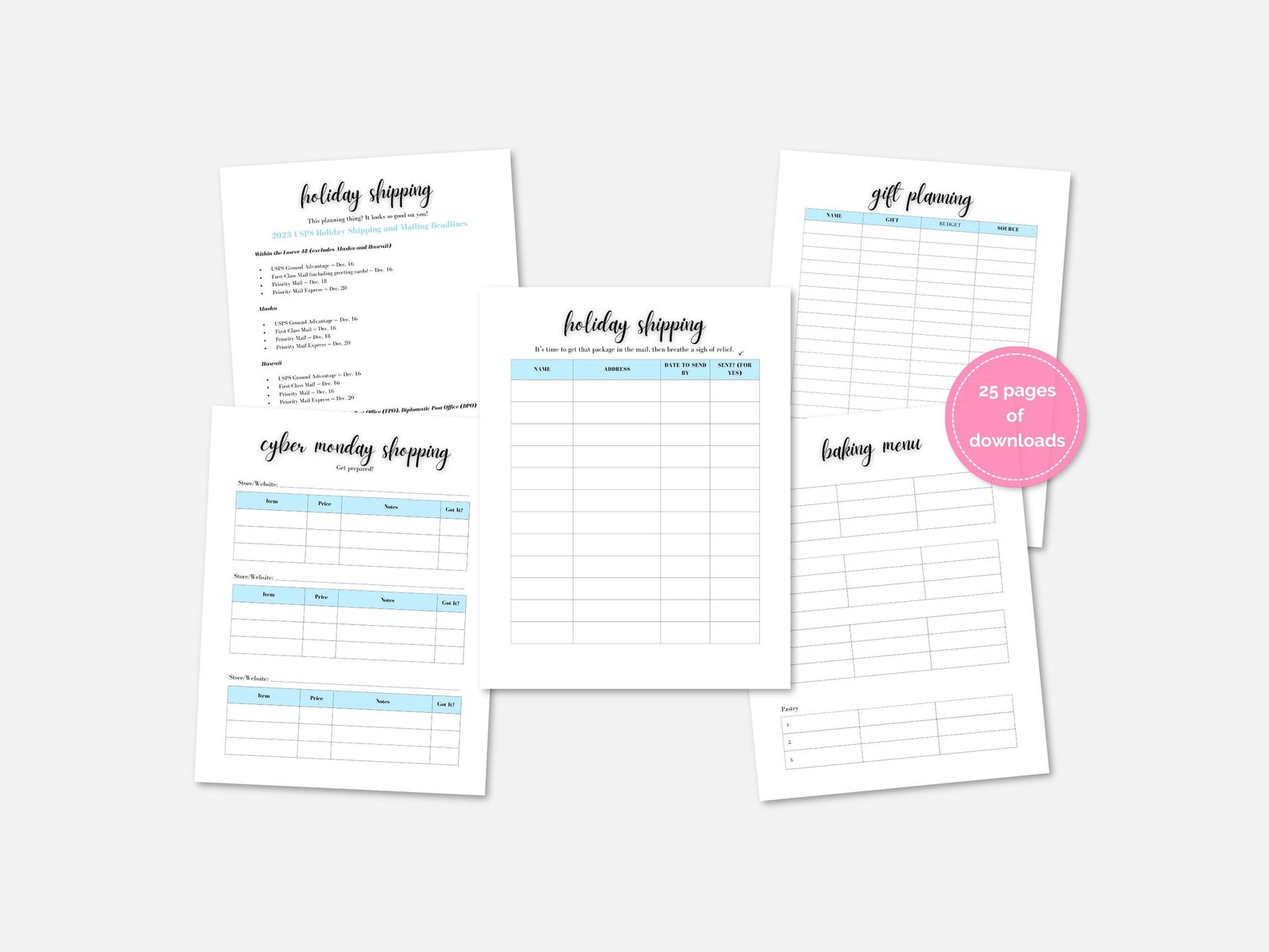 Printable Holiday Planner, Includes Thanksgiving Christmas Menus ...
