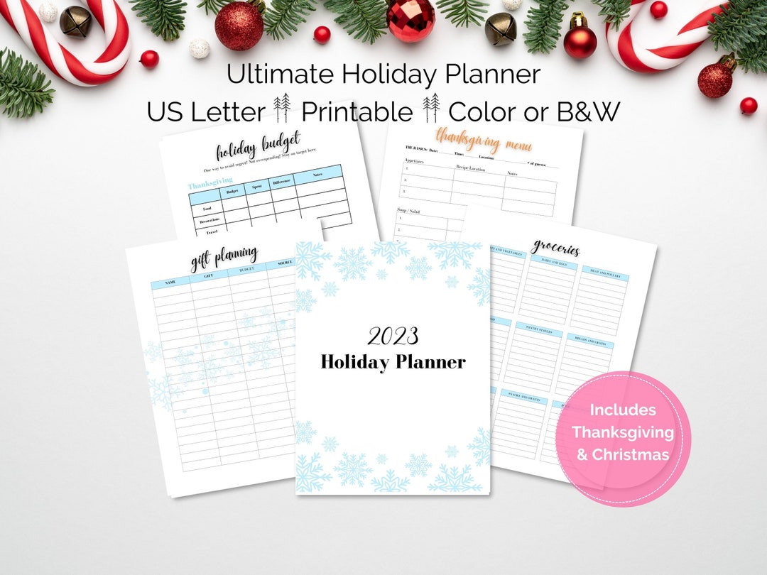 Printable Holiday Planner, Includes Thanksgiving Christmas Menus ...