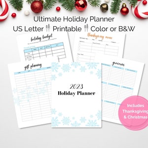 Printable Holiday Planner, Includes Thanksgiving Christmas Menus ...