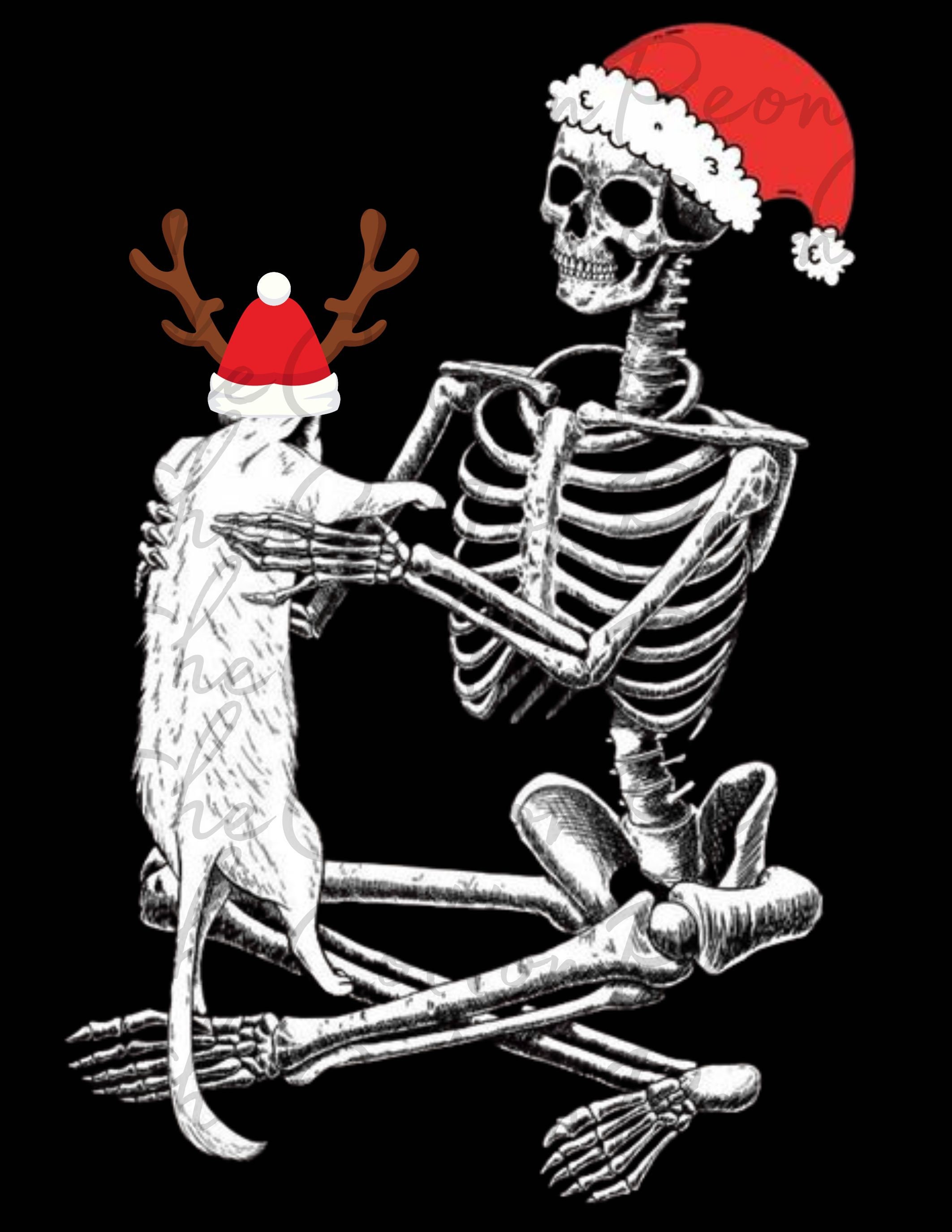 Skeleton Santa Png, Cat Png, Christmas Hat Png, Christmas Digital ...