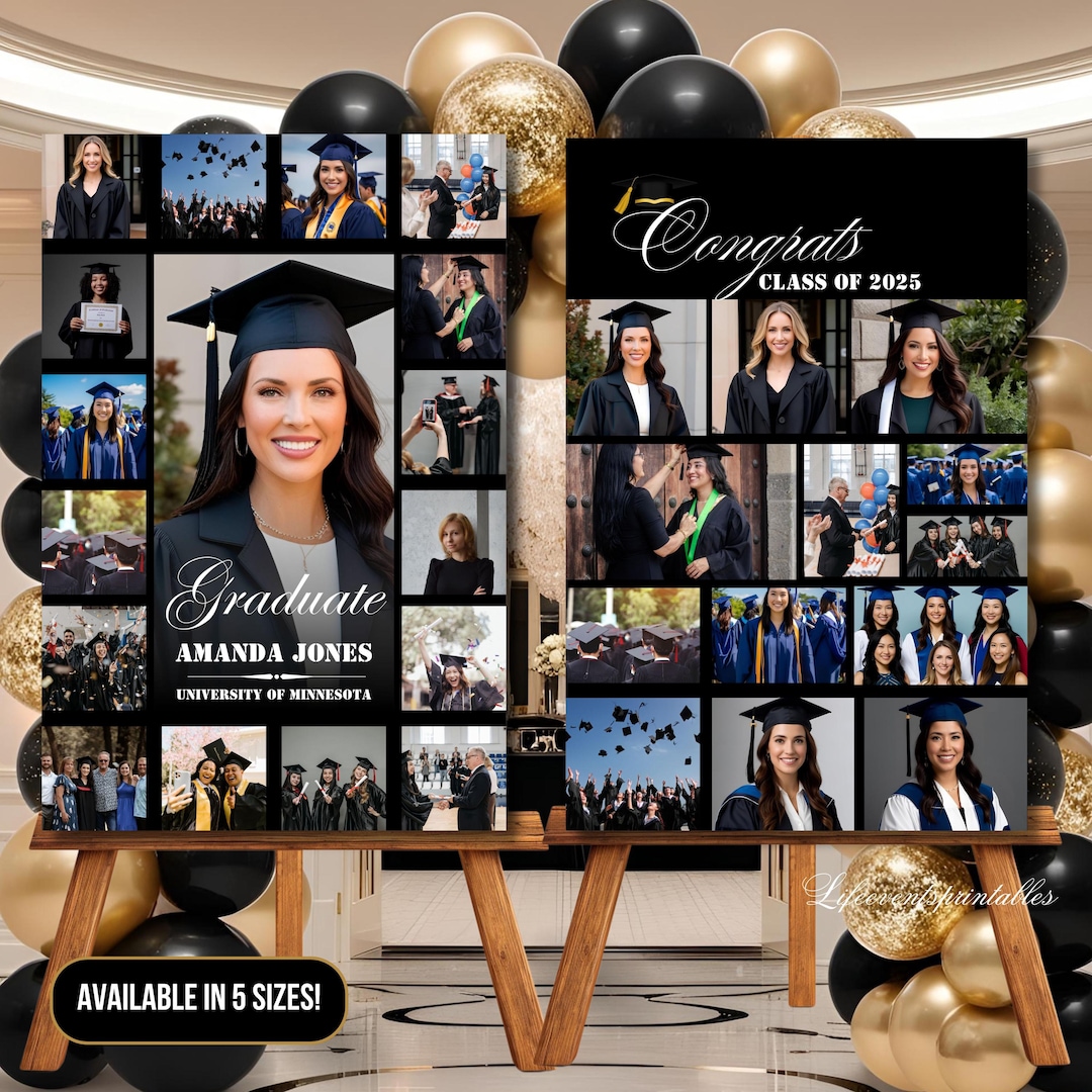 Graduation Photo Collage Template Set, Graduation Poster Display ...