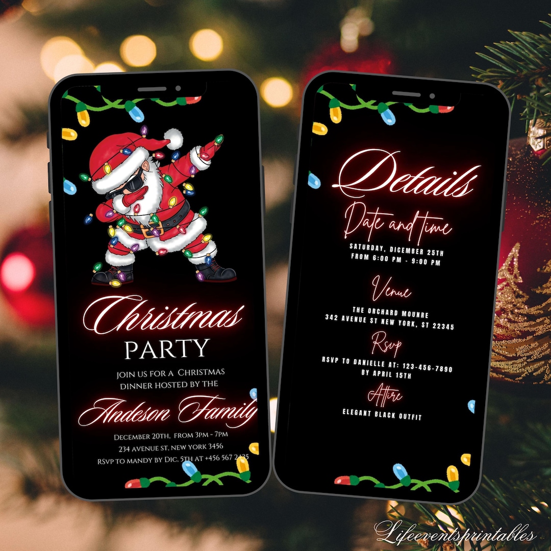 Digital Christmas Party Invitation Video Template Animated Christmas ...