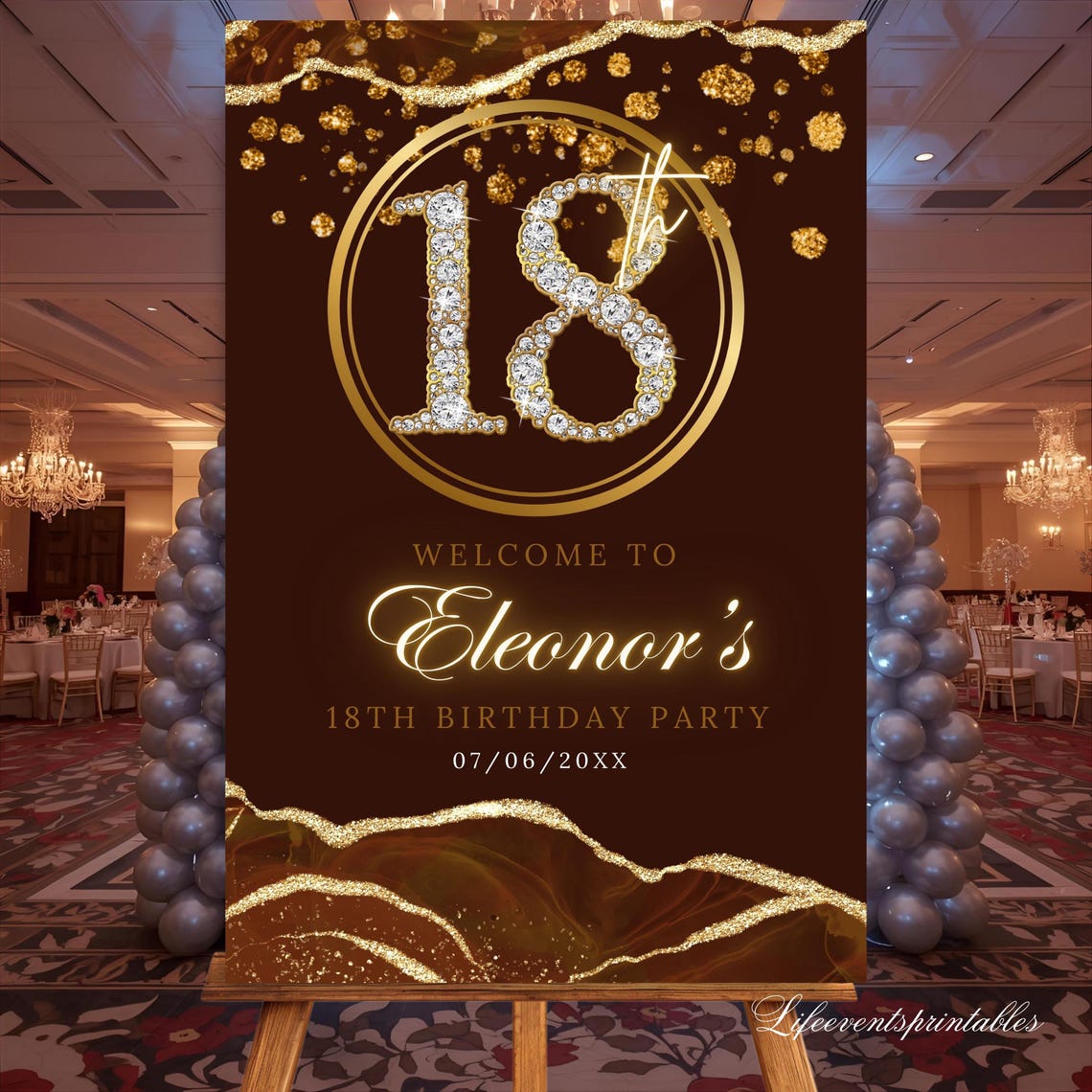 18TH Birthday Welcome Sign Welcome Poster Bronze Digital, Agate ...