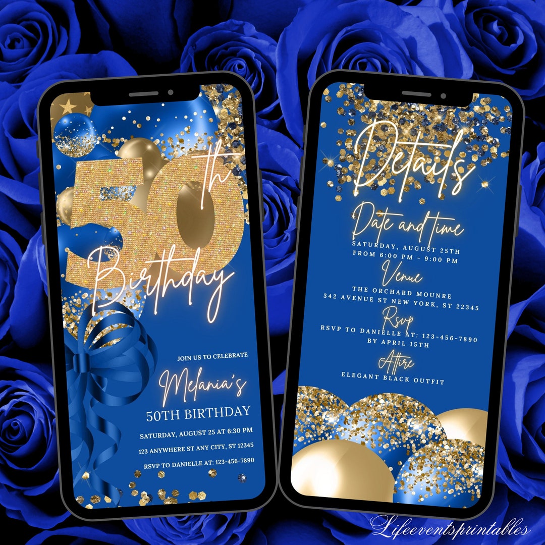 Digital 50th Birthday Invitation for Women, Editable 50th Birthday ...