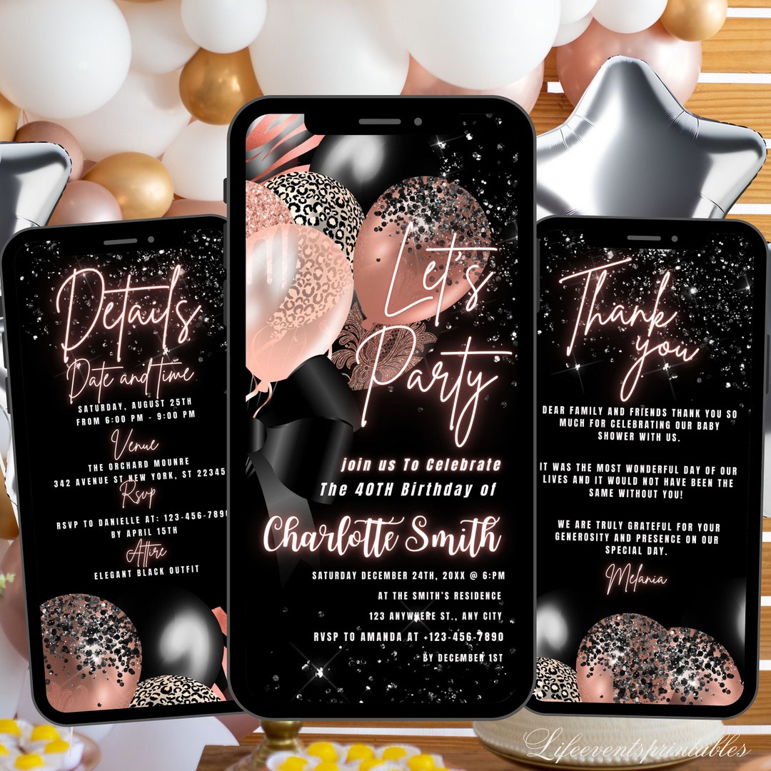 Digital Birthday Invitation Template, Electronic Birthday Invitation ...