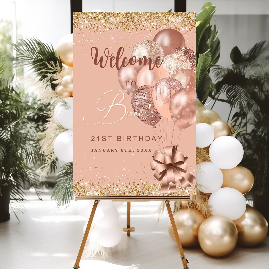 ANY AGE Birthday Welcome Sign Birthday Welcome Poster Blush Pink ...