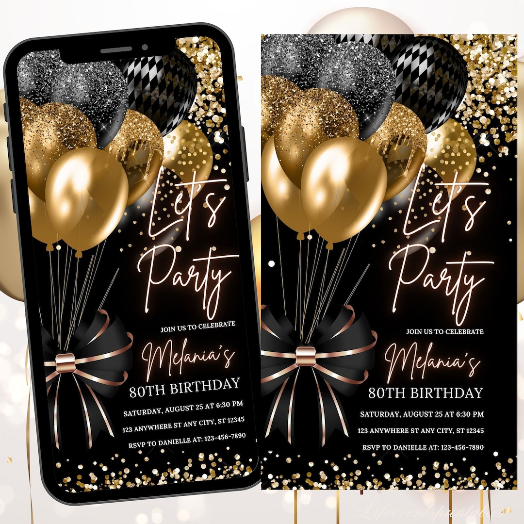 Digital Birthday Invitation Template, Electronic Birthday Invitation ...