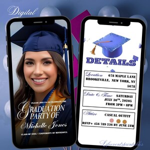 Digital Graduation Ceremony Invitation Template 2025 Modern Blue ...