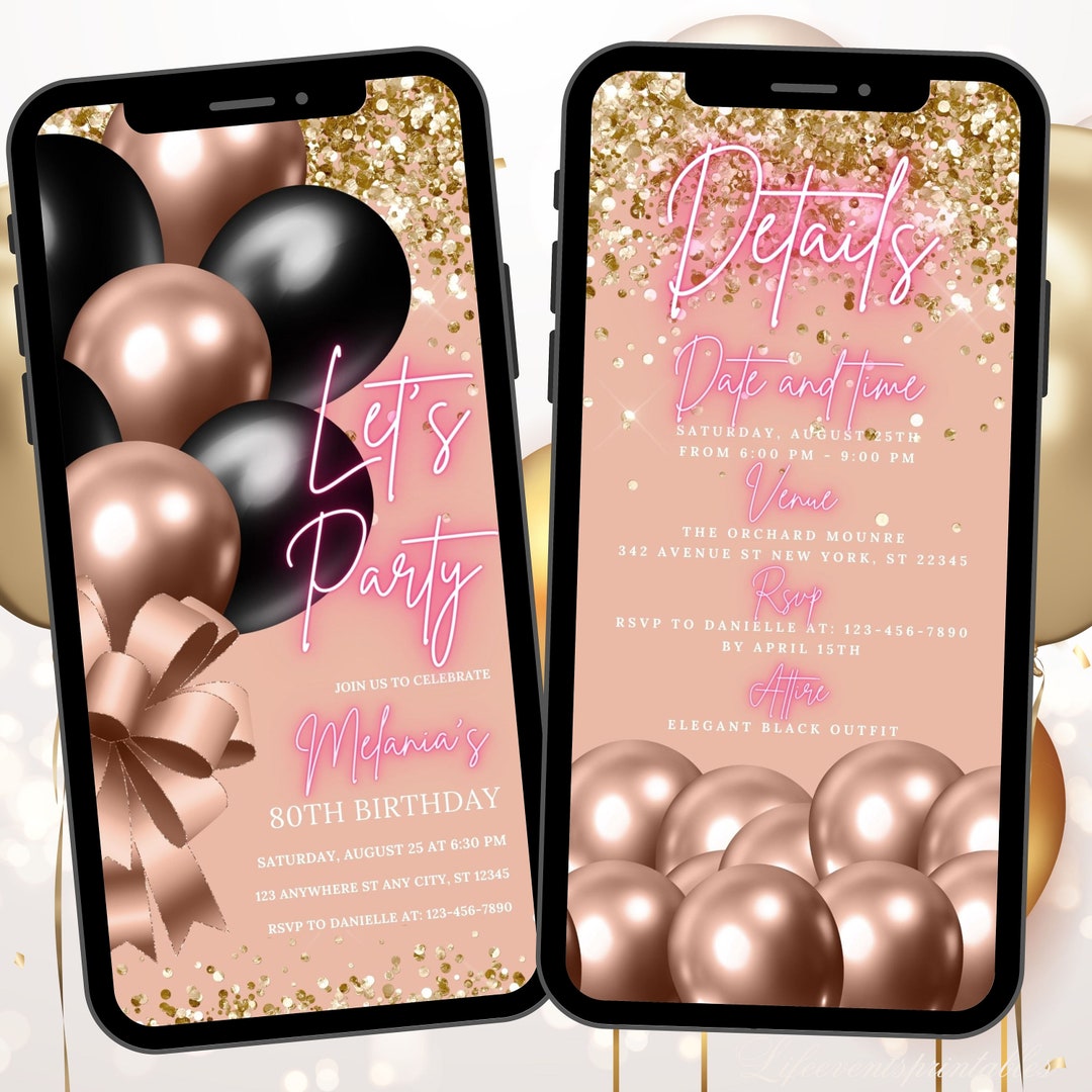 Digital Birthday Invitation Template, Electronic Birthday Invitation ...