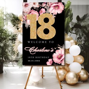 18th Birthday Welcome Sign Template Welcome Poster Blush Eighteenth ...