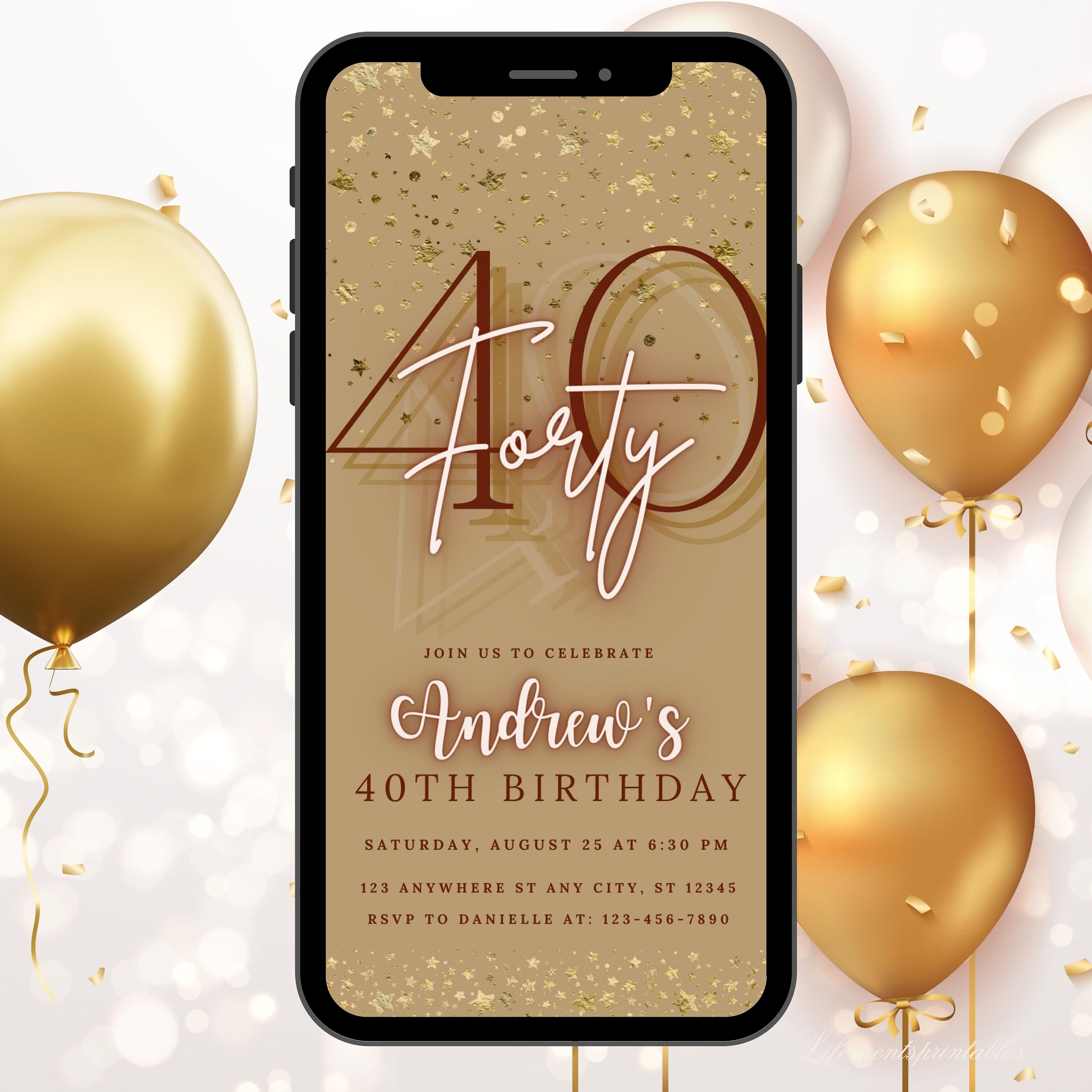 Forty Birthday Invitation, 40th Birthday Invite, Fortieth E-invite ...