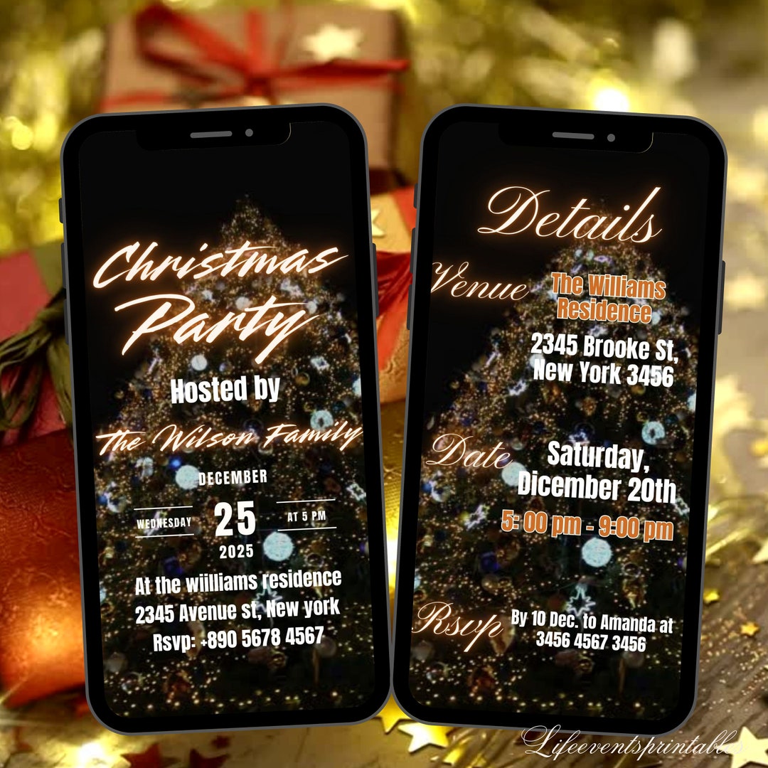 Digital Christmas Party Invitation Video Template Animated Christmas ...